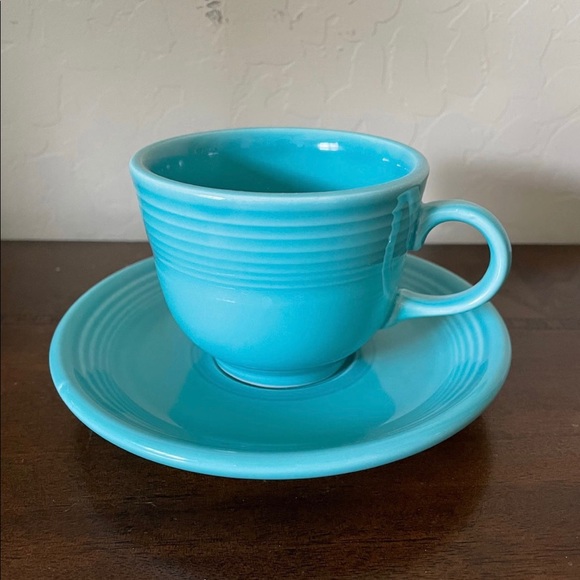 Kitchen | Fiestaware Tea Cup And Saucer Turquoise In Color | Poshmark